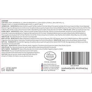 Bath Spa Basket Gift Set, Bath & Body Gift Set for Women, Lavender Scent, Includes Body Lotion, Shower Gel, Bath Salts, Bubble Bath, Bath Fizzers, Bath Oil, Birthday Bath Set Gift Idea