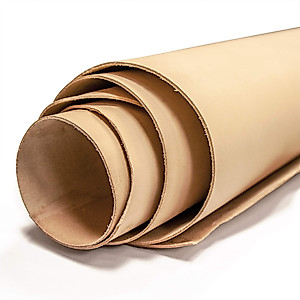 Realeather Cowhide Veg Tan Double Shoulder Leather Sheet for Crafting, 4-6 oz