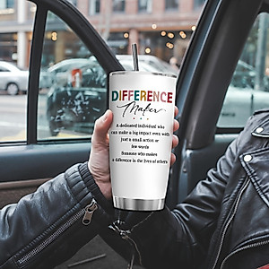 20 Oz Tumbler Difference Maker Gift, Making A Difference Gifts, Thank You Tumbler - Christmas, Birthday Gifts For Women, appreciation gifts for Boss, Leader, Employee, Coworkers, Teachers