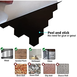 XUANINY 5-Metal Peel and Stick Backsplash Tiles, Aluminum Mosaic Sticker for Kitchen Wall Decor Hexagon Design Frosted 3D Wall Sticker(11.02"x11.5") (Dark Blue)