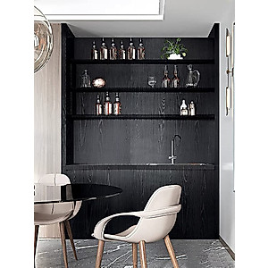 17.71" x400"Black Wood Wallpaper Peel and Stick Film Black Wallpaper Self Adhesive Removable Wallpaper for Countertop Furniture Kitchen Cabinet Vinyl Wallpaper Thickening Upgrade Easy to Clean