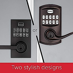 Kwikset 99170-004 SmartCode 917 Keypad Keyless Entry Contemporary Residential Electronic Lever Lock Deadbolt Alternative with Halifax Door Handle and SmartKey Security, Matte Black