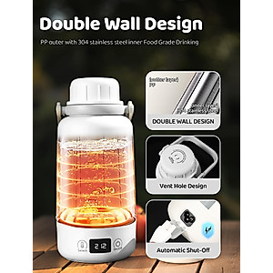 GOGOHOT Portable Travel Electric Kettle - 35.2 oz Large Capacity, 4 Temperature Presets with Dry Boil Protection, Long-Lasting Insulation, Suitable for Home, Hotel, Camping. Practical Gift. (K01)