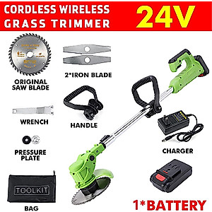Handheld Portable Grass Trimmer Telescopic Electric Lawn Mower Cordless Weeder Garden Pruning Tool Brush Cutter Complete Accessories Rechargeable Lithium Battery 24V