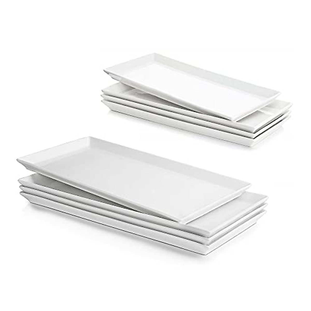 Sweese 702.101 Rectangular Porcelain Platters, Serving Trays for Parties - 13.8 Inch, Set of 4, White