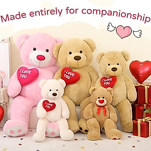 MaoGoLan Giant Teddy Bear 35" Stuffed Animal - Red Heart Footprints Big Teddy Bear Plush for Valentines Day Gift,Anniversary,Long Distance