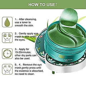 Under Eye Mask 60 pcs, Green Tea Extract Under Eye Patches, Eye Mask for Puffy Eyes, Undereye Dark Circles Treatments, Under Eye Pads, Anti-Wrinkle Gel Pads