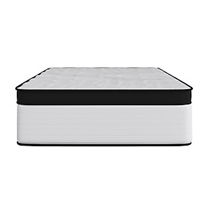 Merrick Lane Lofton Extra Firm Hybrid Mattress - White - CertiPUR-US Certified Foam - 12 Inch - Twin - Bed in A Box