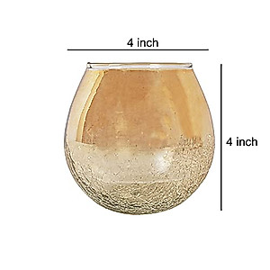 Valentine's Day Candle Holder Half Crackle Glass Garden Wedding Decoration Tea Light Candle Holder Votive Light Candle Holder Bulk 5 Pcs