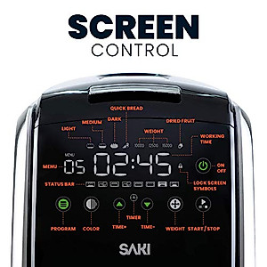 SAKI 3 LB Large Bread Maker Machine, 12-in-1 Programmable Large Bread Machine, with Nonstick Ceramic Bread Pan & Large Digital Touch Panel, 3 Loaf Sizes with 3 Crust Colors Options, Keep Warm Mode