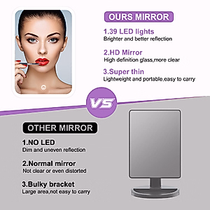 Flymiro Lighted Makeup Mirror with Lights, Vanity Mirror with LED Brightness Adjustable Portable USB Rechargeable, Light Up Tabletop Cosmetic Compact Mirror for Makeup,Travel,Women Gift