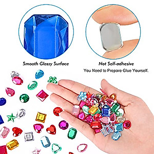 YIQIHAI 360pcs Craft Gems Jewels Acrylic Flatback Rhinestones Gemstone for Arts and Crafts Jewels, 10-15mm，9 Shapes with Tweezers and Storage Box