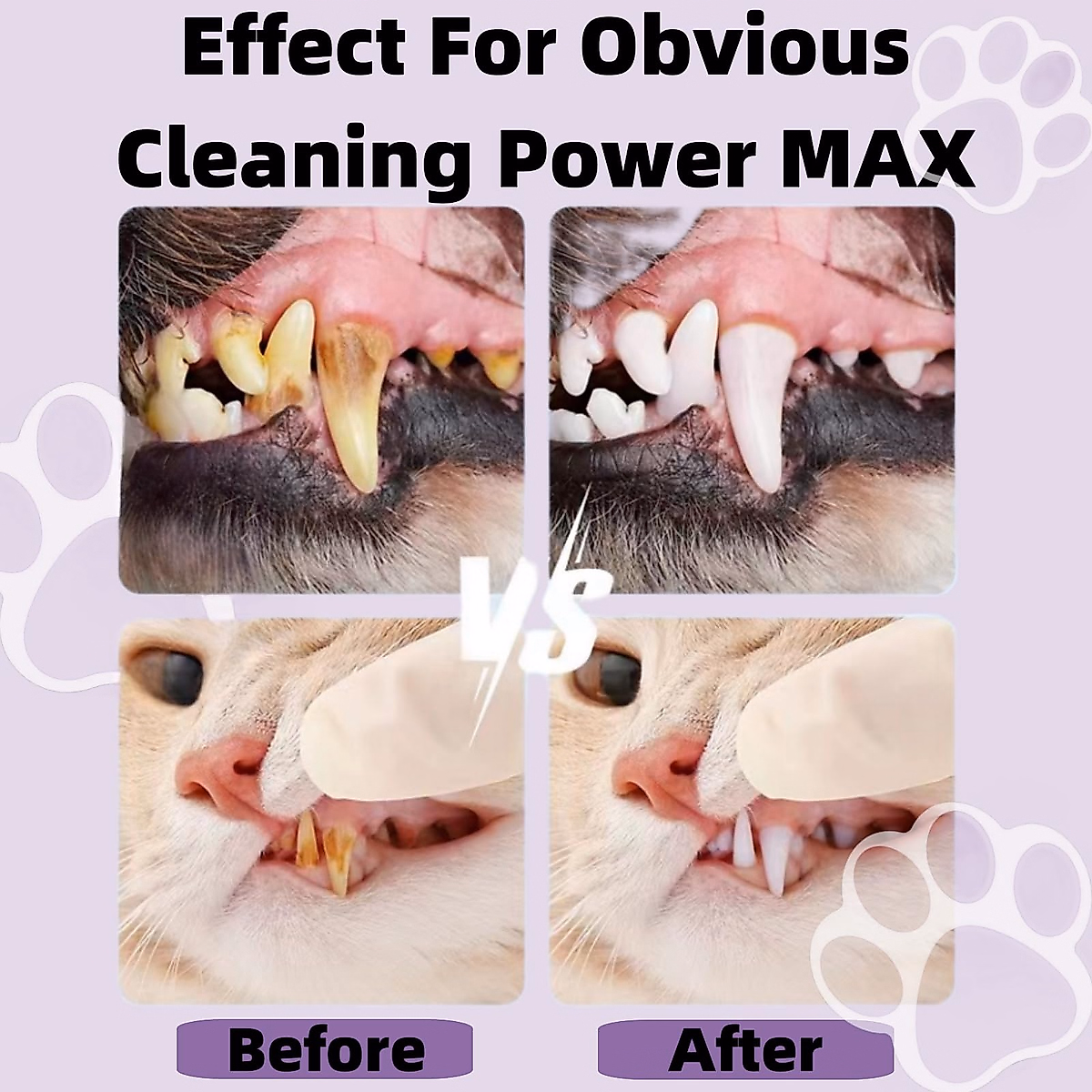 Jerrlin WoWs 3Pack Pet Teeth Cleaning Wipes for Dogs & Cats 150 Counts Reducing Plaque & Tartar, Breath Freshener Dental and Gum Care Finger Pet Wipes