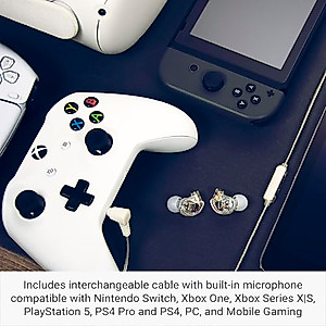 MEE audio M6 VR Multiplatform in-Ear Earphones with Headset Microphone for PS5, Xbox, Nintendo Switch, PC; Also Includes Short Cable and mounting Bracket for Oculus Quest and Other VR Gaming Headsets