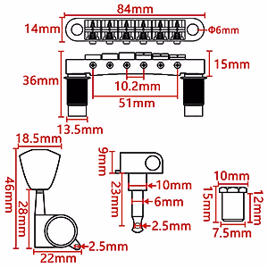 Swhmc Gold Guitar Parts Set Saddle Bridge Tune-O-Matic Tailpiece and 3L3R Sealed Gear Tuning Pegs Keys Machine Head for Les Paul Electric Guitar