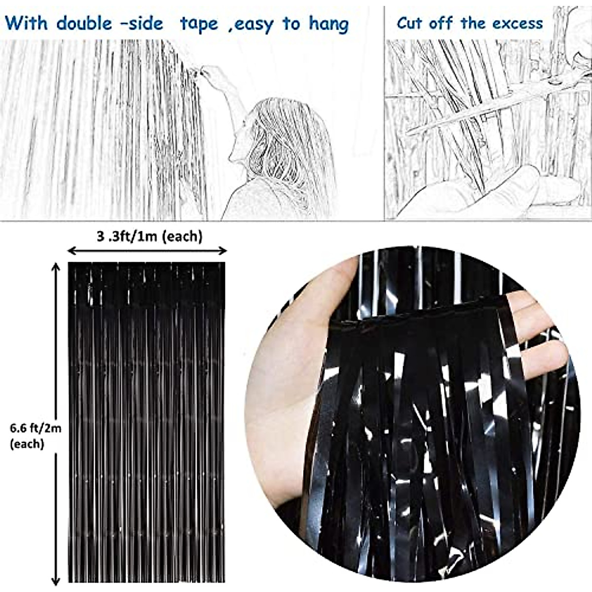 TIK Tok Birthday Decorations TIK TOK Party Photo Backdrop, TIK Tok Party Decorations Fuchsia Black Teal Foil Curtains for TIK Tok Party