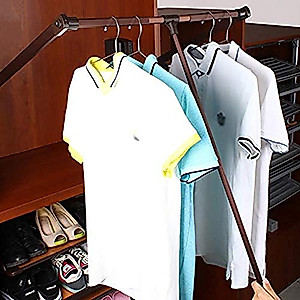 Brown Drop-Down Wardrobe Hanging Slide Rail, Adjustable Large Telescopic Wardrobe Hanger, Saving Space, Soft Reset, Bearing 30KG (Size : 890-1210mm)