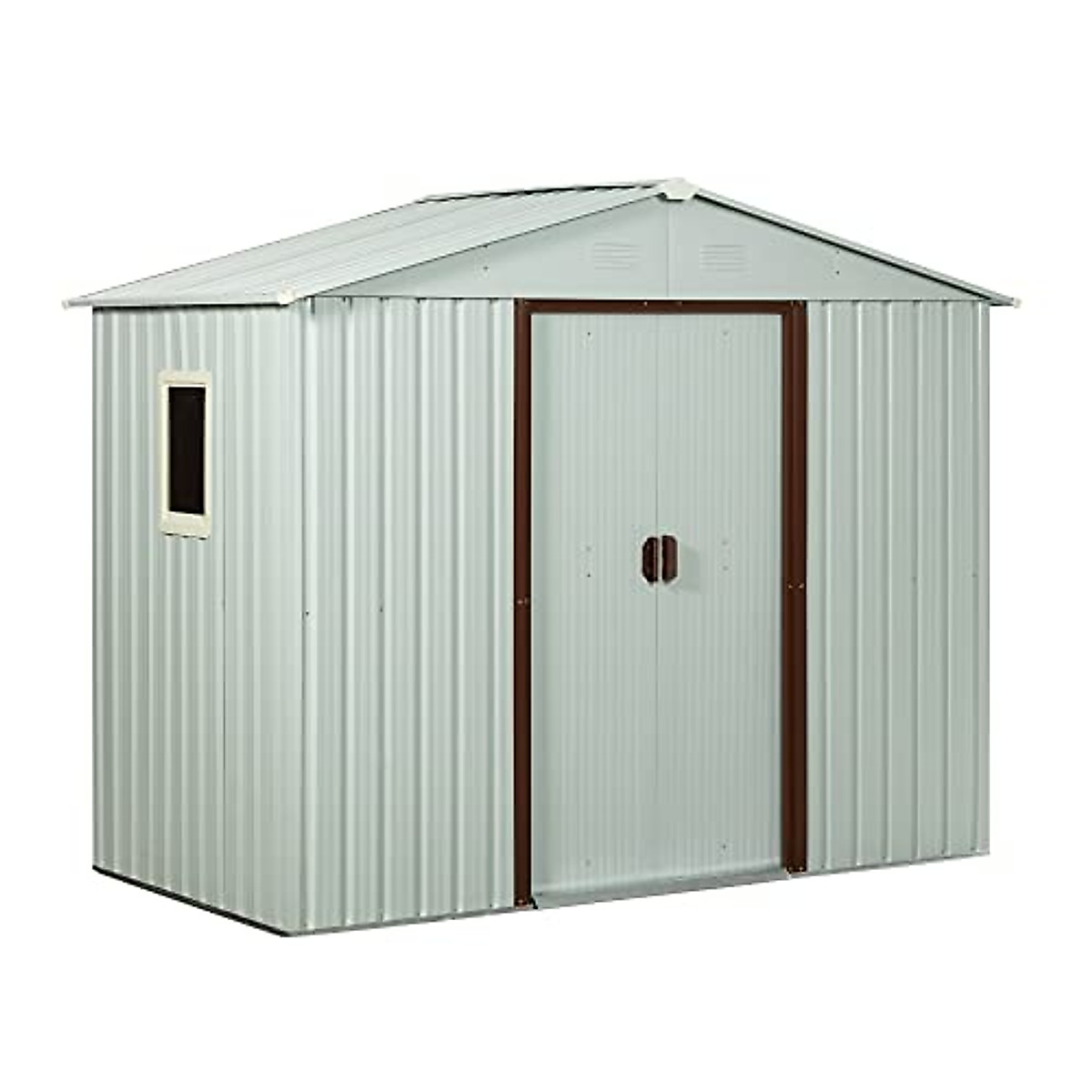 SUNDALY 6x5 FT Metal Outdoor Storage Shed with Windows & Sliding Door, Waterproof Bike Shed Garden Tool Storage Shed with Floor Frame for Backyard Patio