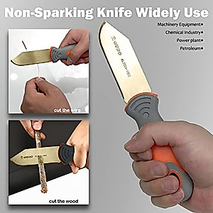 WEDO Non-Sparking Common Knife 8”, Spark-free Safety Knife, DIN Standard, BAM & FM Certificate, Aluminum Bronze