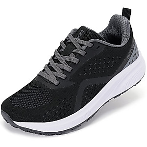 BRONAX Wide Tennis Shoes for Women Lace up Round Toe Comfortable Stylish Size 8w Athletic Gym Outdoor Sports Sneakers Walking Lightweight Casual Black 39