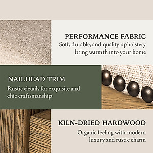 Maven Lane Adrien 26 Inch Counter Height Upholstered Backless Saddle Barstool in Natural Wood Finish with Wheat Cream Fabric Cushion Seat