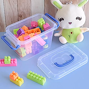 Eagrye 1.5 L Mini Plastic Storage Box, Clear Storage Bin with Handle, 6-Pack, F