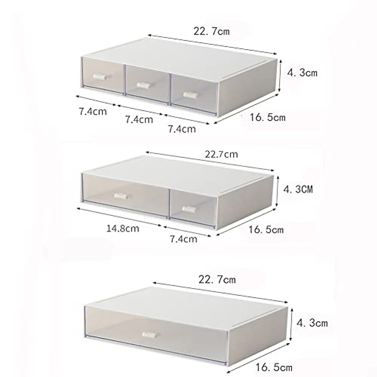 Stackable Desk Organizer with 6 Drawers, 3 Tier Plastic Desk Storage Box Desktop Drawers, Makeup Storage, Desk Organizer and Accessories for Desk, Cosmetic Skincare Storage Office School Home (White)