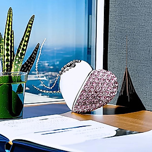 WooTeck 64GB Crystal Loving Heart Jewelry USB Flash Drive Pendrive with Necklace,Pink