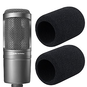 YOUSHARES Audio-Technica AT2020 Pop Filter - 2 PCS AT2020 Microphone Windscreen for Audio Technica AT2020 and AT-2035 AT-2050 ATR2500 ATR2500X AT-4040 Microphones (Black)