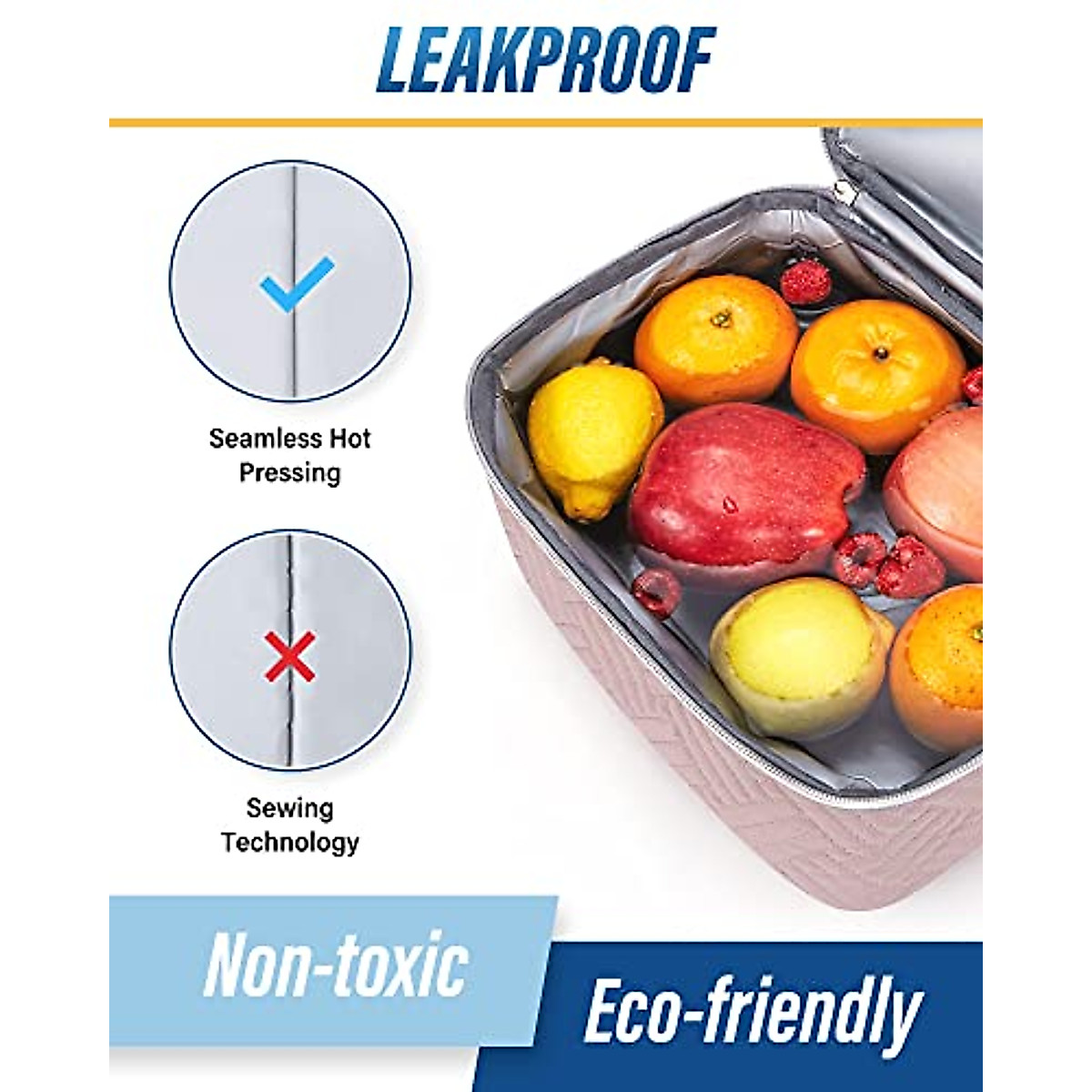 SUNLUG Large Lunch Bag for Women Insulated Lunch Box Double Deck Lunch Tote Reusable Pink Lunchbox for Office Work Picnic 13.5L