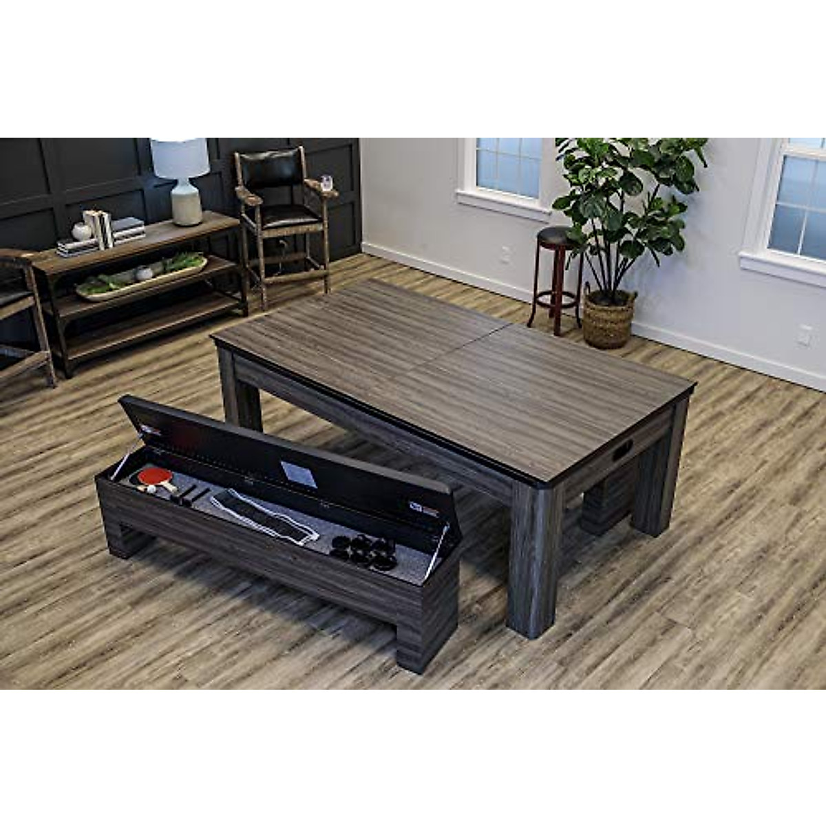 Atomic Northport 3-in-1 Dining Table with Air-Powered Hockey and Table Tennis, Black