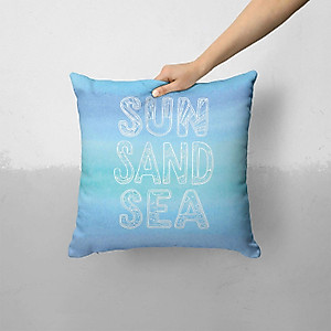 iiRov Sun Sand Sea - Custom Decorative Home Decor Indoor or Outdoor Throw Pillow Cover for Sofa, Bed or Couch Cushion (Pillow CASE Cover ONLY)