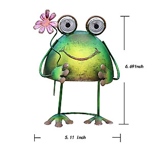 Solar Animal Lights, Metal Garden Art Frog Statue for Patio Garden Lawn Yard Flowerbed Decor