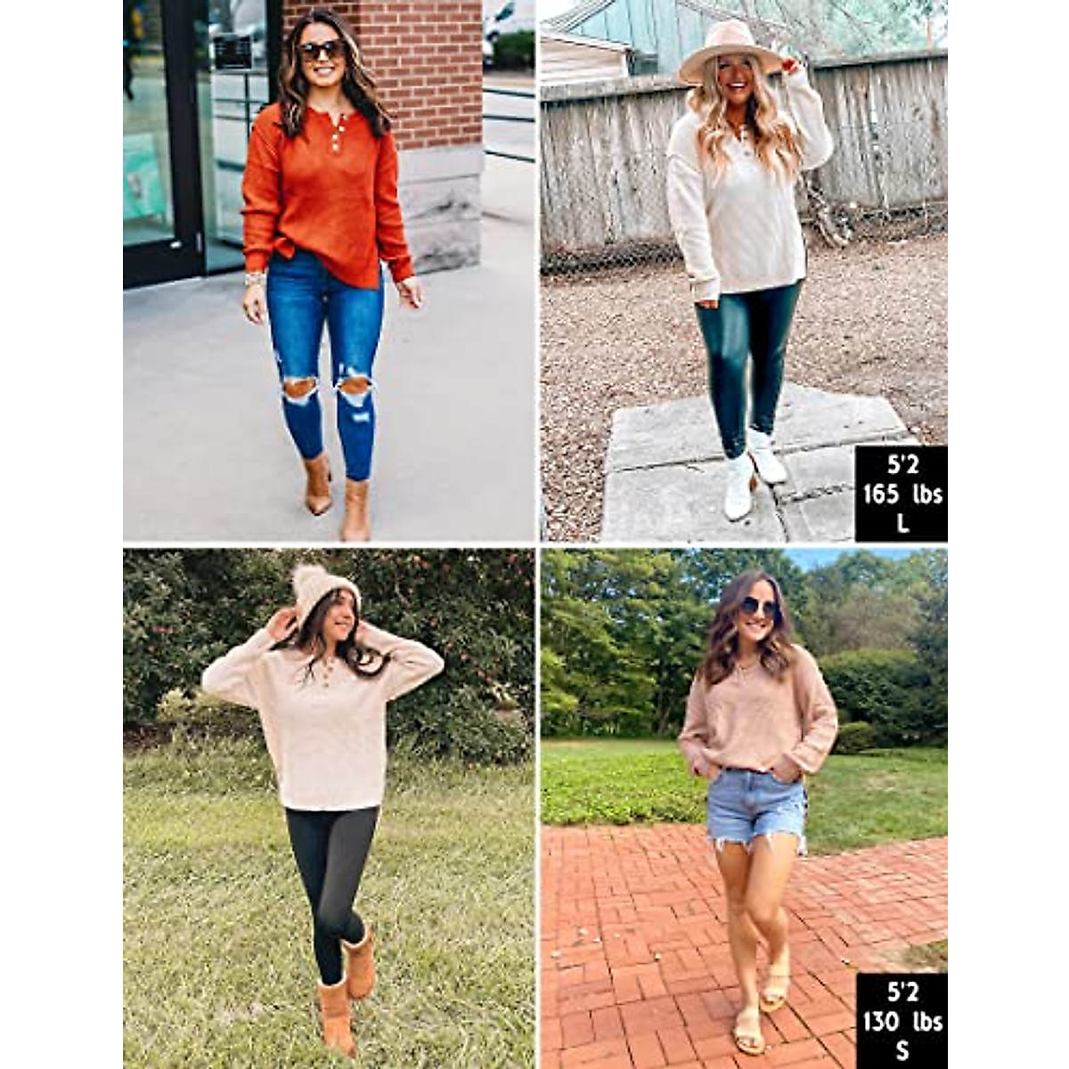 ZESICA Women's 2023 Casual V Neck Sweater Loose Long Sleeve Waffle Knit Button Henley Pullover Jumper Top,Green,Small