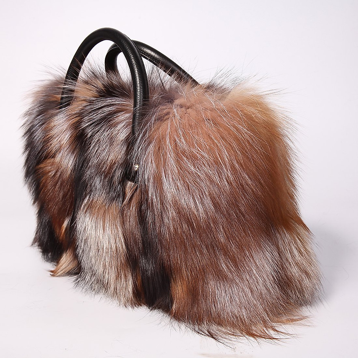 URSFUR Women's Winter Handbag Real Fox Stachel Bag Purse