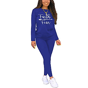 Nimsruc Two Piece Outfits For Women Sweatsuits Sets Casual Jogging Suit Fashion Tracksuit Matching Athletic Clothing Blue XL