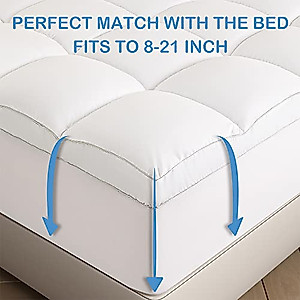 LIANLAM Mattress Topper for Back Pain Relief, Soft Mattress Protector Cover with 8"-21" Deep Pocket (White, King)