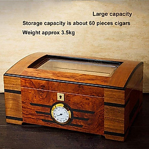MYSGYH YANGPIN- Cigar Humidor Box with Hygrometer and Humidifier, Crude Wood Desktop Cigar Cases Decorative Box BMZDXJG-0