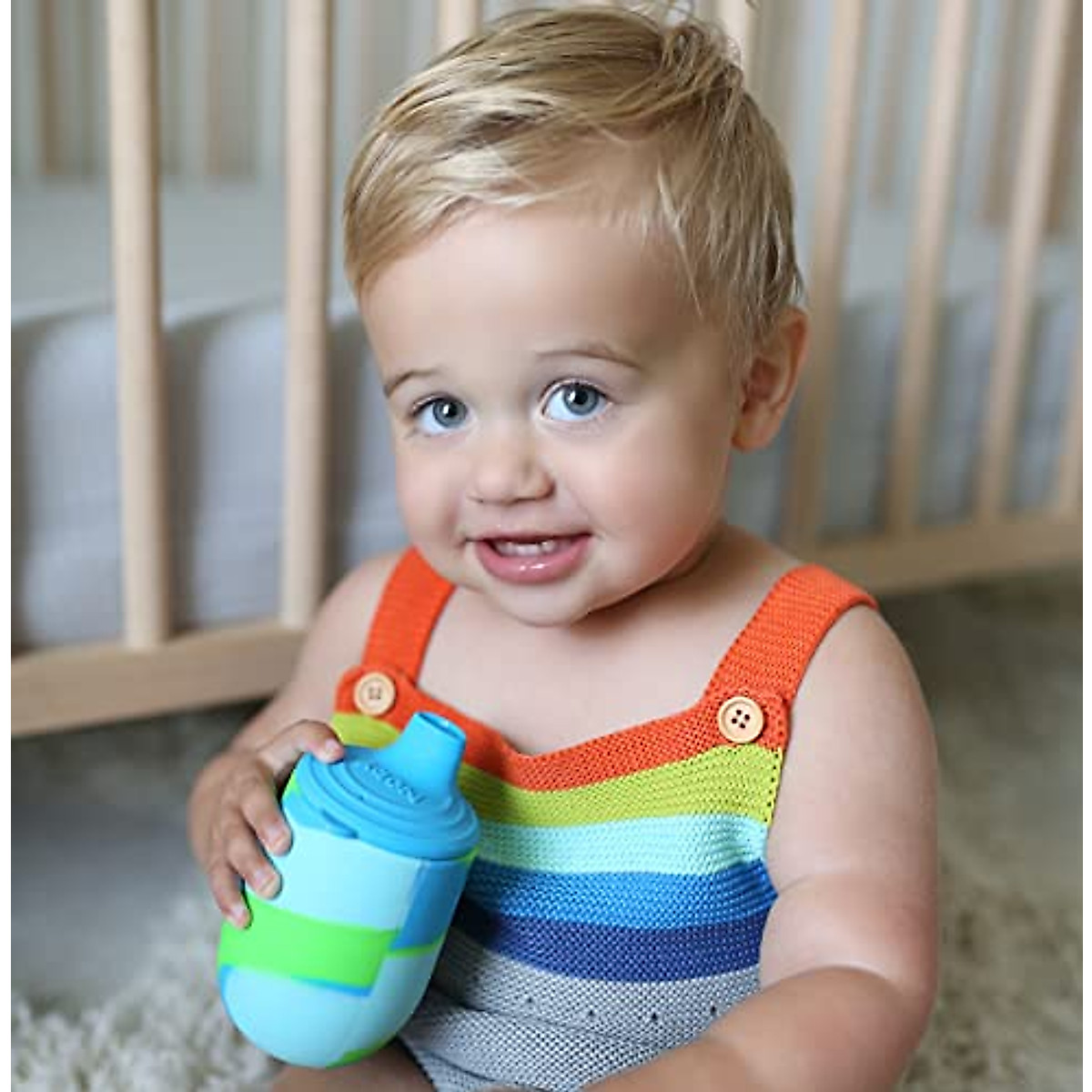 Nuby Silicone Tie-dye First Training Cup with Free Flow Soft Spout - 6oz, 6+ Months, Blue/Green