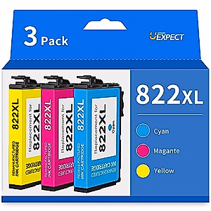 822XL Ink Cartridges Remanufactured Replacement for Epson 822XL 822 XL T822 XL for Workforce Pro WF-3820 WF-4820 WF-4830 WF-4833 WF-4834 Printer Ink (Cyan Magenta Yellow, 3-Pack T822XL)