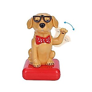 ikasus Car Dashboard Bobble Head Decoration Cute Dog Shaking Ornament Solar Powered Dancing Dog Toy Car Interior Doll Ornament Dancer Figurines Shaking Ornament for Car Office Desk Home Decor