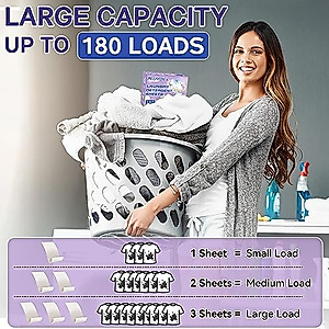 Laundry Detergent Sheets (180 Sheets) - Eco Friendly Laundry Detergent, Compact Lightweight Hypoallergenic Liquidless Laundry Soap Sheets for Travel, Home, Dorms, HE Machine & Hand Wash (Fresh Scent)