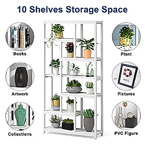 LITTLE TREE 78.7” Tall Bookshelf Industrial Bookcase for Living Room Home Office,White