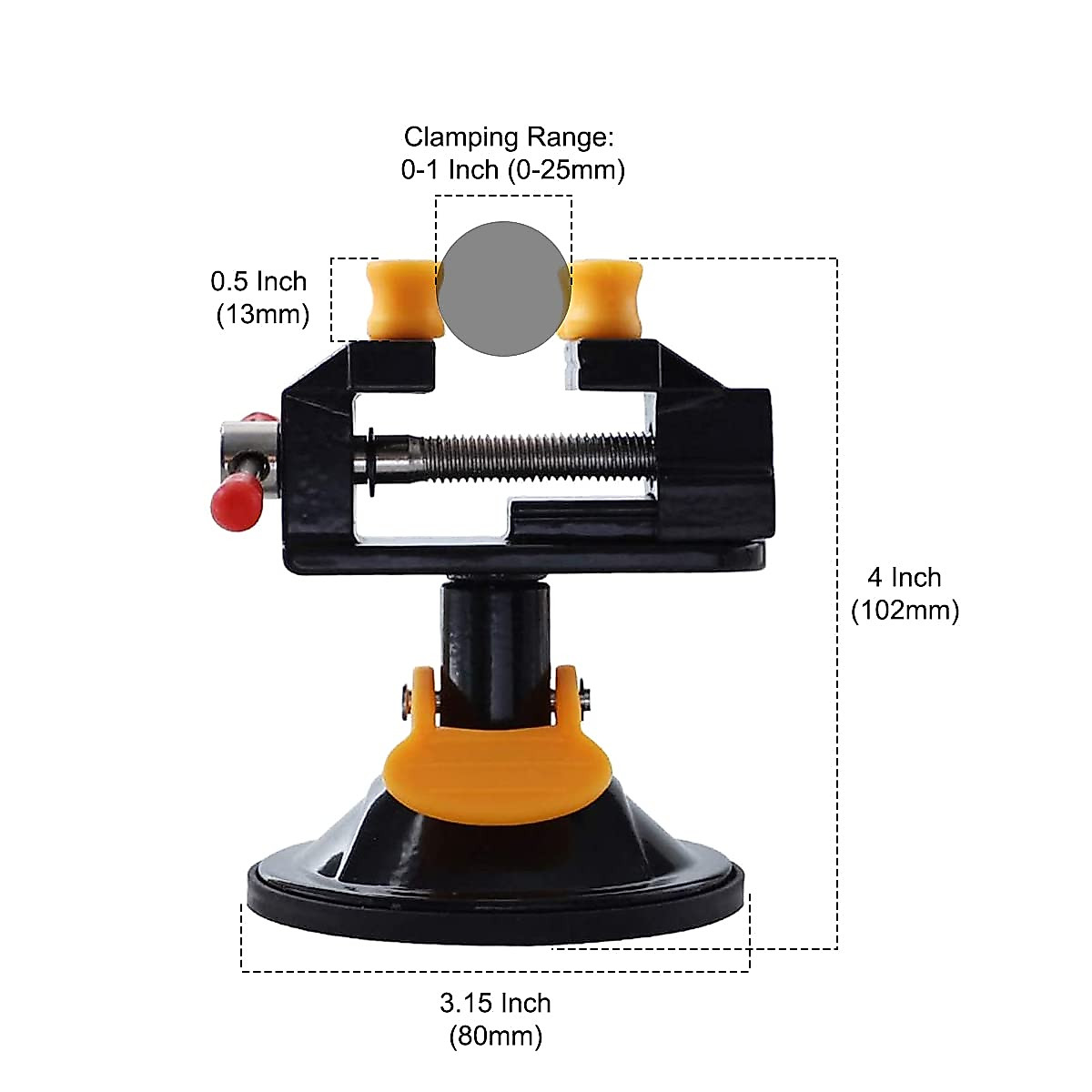 Saipe Universal Mini Table Vise Clamp 360° Suction Vice Clamp Drill Press Vise Table Bench Vice Craft Vise DIY Sculpture Craft Carving Tool for Jewelry Watch Walnut