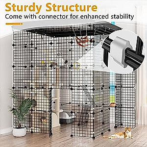 XiaZ Cat Cage Indoor with Crate Cover, DIY Outdoor Cat Enclosures Metal Wire Playpen Large Exercise Place for 1-5 Cats, Rabbit,Ferret,Guinea Pigs,Chinchilla,Squirrel Small Animals