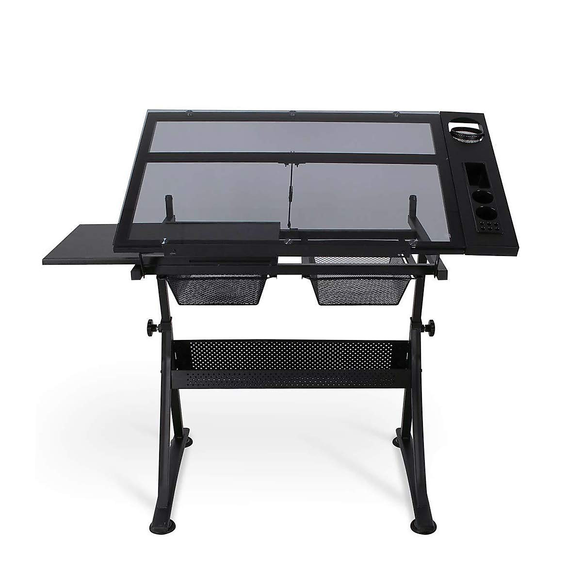 TECHTONGDA Adjustable Drafting Table Tattoo Stencil Glass Desk Artist Desk Tracing Drawing Working Station