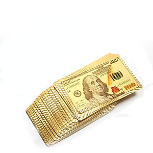 24K Cool Gold Playing Cards with Dollar Pattern Foil Poker Cards Luxury Waterproof Deck of Cards Gold Playing Cards Plastic