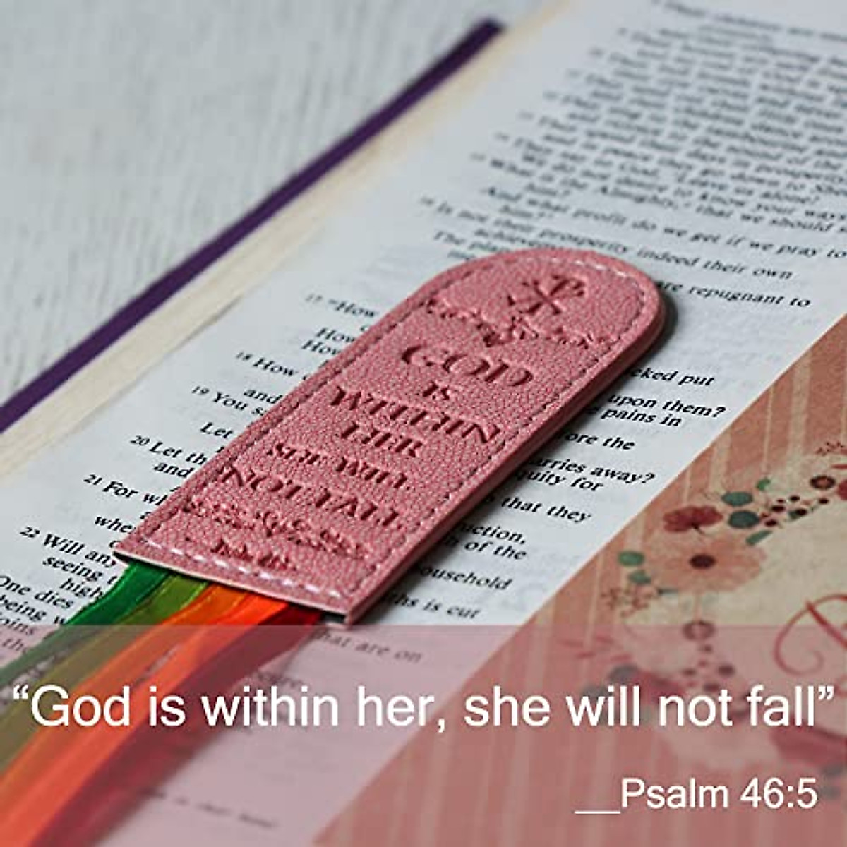 3 Pieces Leather Bible Bookmarks Bible Ribbon Bookmark Multi Ribbon Page Marker, Bible Verse Inspirational Bookmarks - Psalm 46:5, Proverbs 4:23, Philippians 4:13, Bible Accessories,Bible Supplies