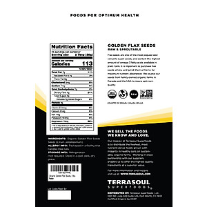 Terrasoul Superfoods Organic Golden Flax Seeds, 2 Lbs - Fiber | Protein | Omega Fats