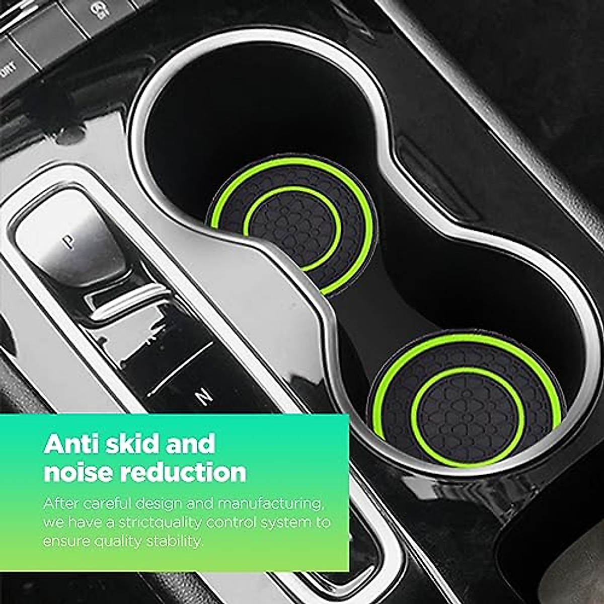 2 PCS Car Cup Holder Coaster,Car Coasters Cup Mats,2.75 Inch Universal Car Cup Coasters,Non-Slip Anti Dust Mats Cup Holder Insert Coaster, Suitable for Most Car Interior (Green)